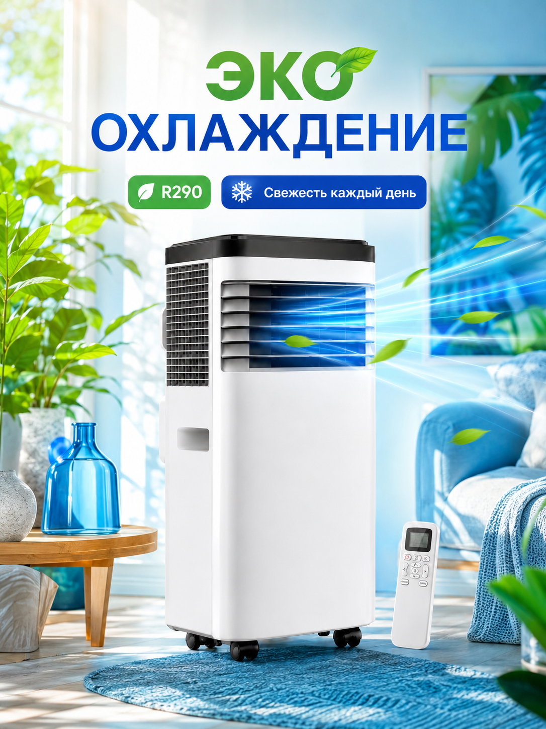 Мобильный кондиционер IDISSA, 9000 BTU, для 10-16 кв. м, R290
