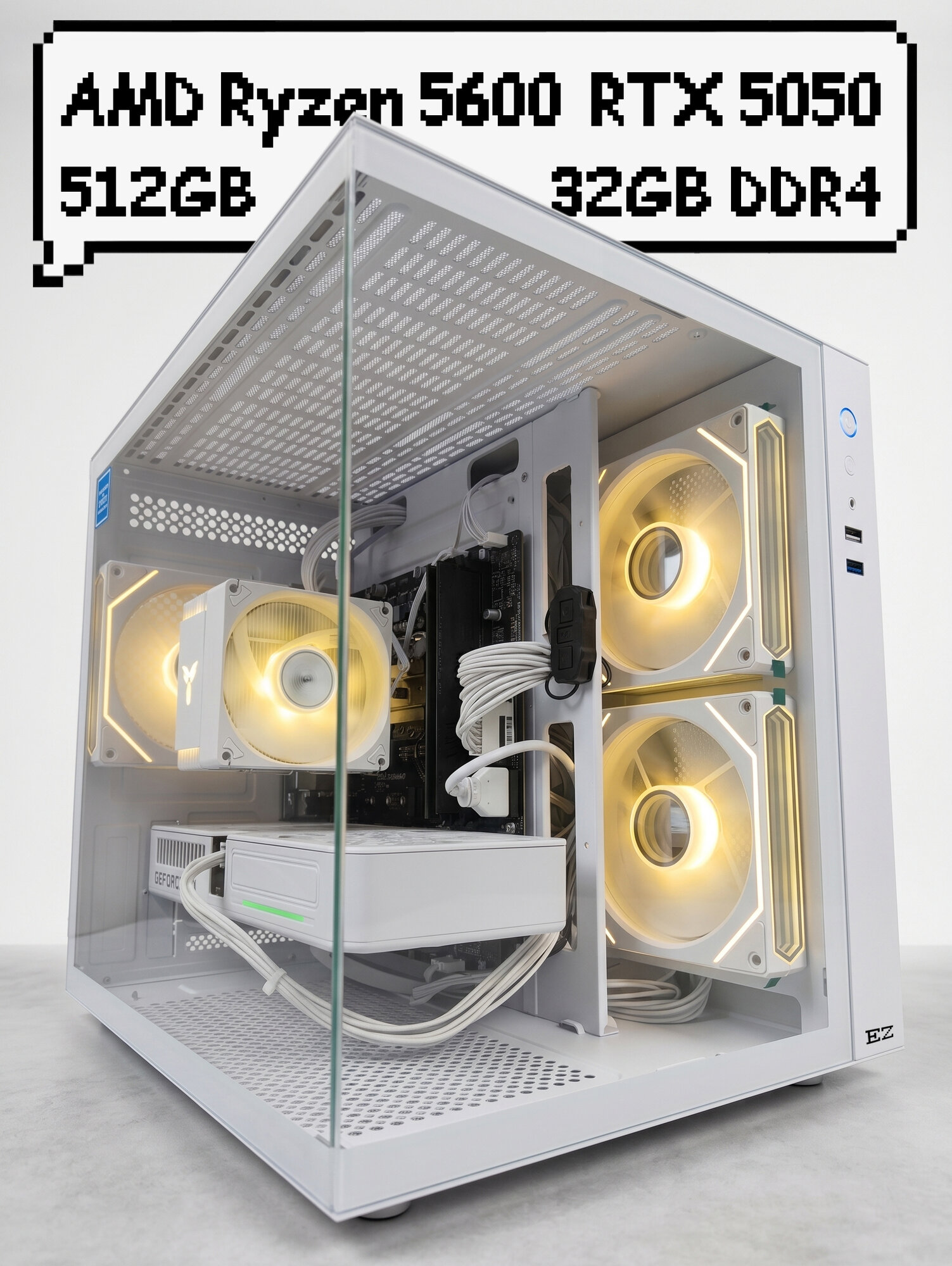 Игровой ПК EZPC RTX 5050 | Ryzen 5 5600 | 32GB DDR4 | 512GB SSD | Win 10 Pro