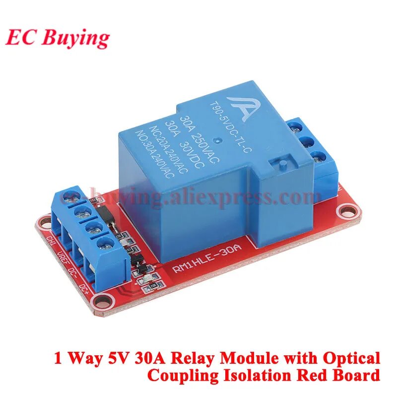 Модуль реле EC Buying 1-4 канала 30А 1 Way 5V Red Board