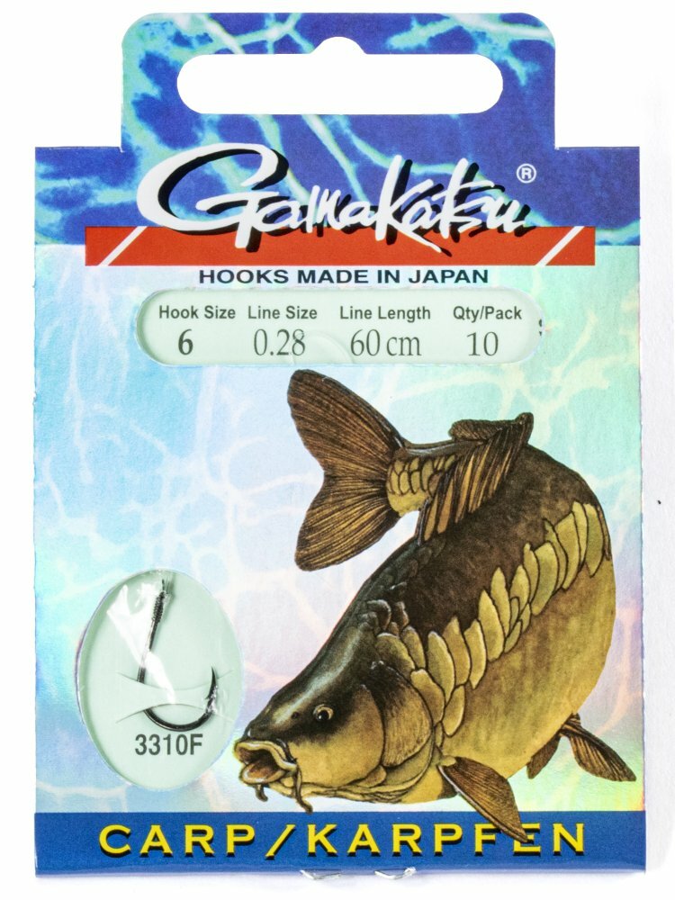 Крючки с поводком Gamakatsu Booklet CARP 3310F разм. 06-0.28мм 60см 10шт.
