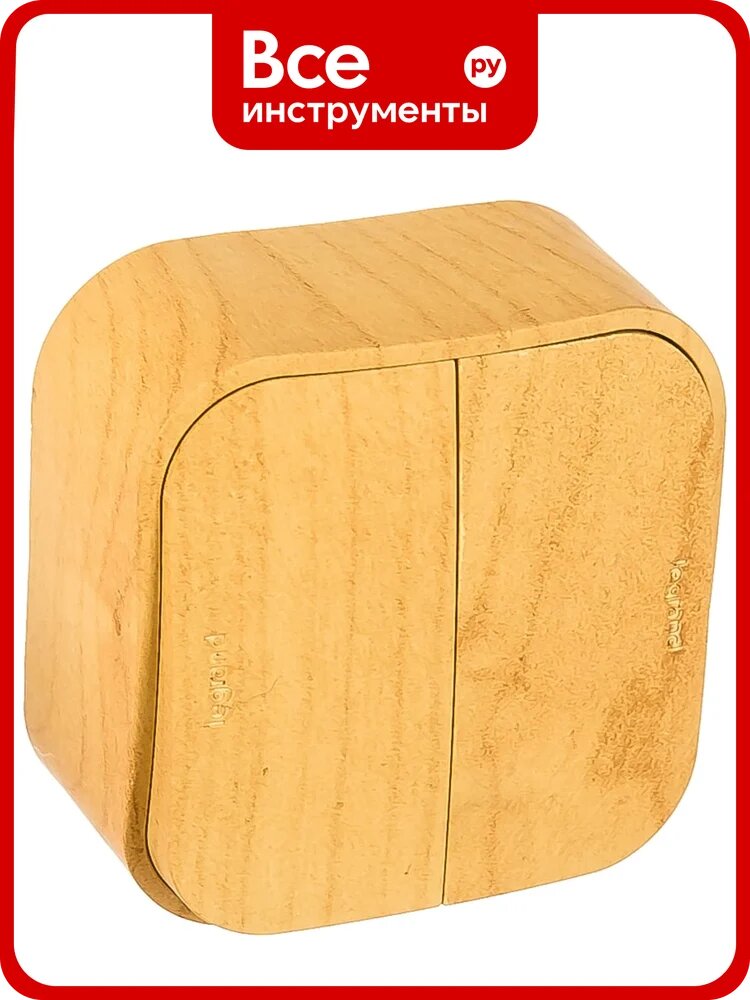 Выключатель Legrand двухклавишный Legrand Quteo IP20 10А 250В винтовые зажимы накладной монтаж дерево