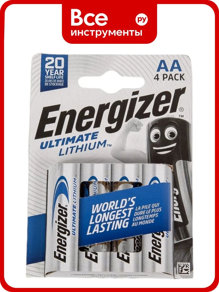 Батарейка Energizer Ultimate Lithium E91/AA 4 шт/бл 639155