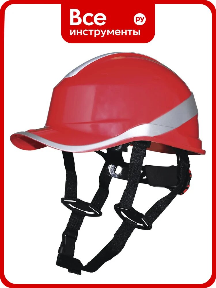 Защитная каска из ABS Delta Plus BASEBALL DIAMOND V UP красного цвета, с амортизацией и козырьком