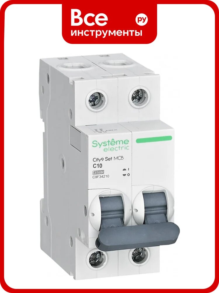 Автоматический выключатель Systeme Electric City9 set ав с, 10 А, 2 Р, 4.5 kА, 230 В (ранее