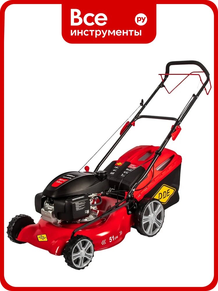 Бензиновая самоходная газонокосилка DDE LM 51-60 DH Honda 7,0 л. с, ширина 51 см, высота 25-75 мм, сбор-к 60 л, 915-021
