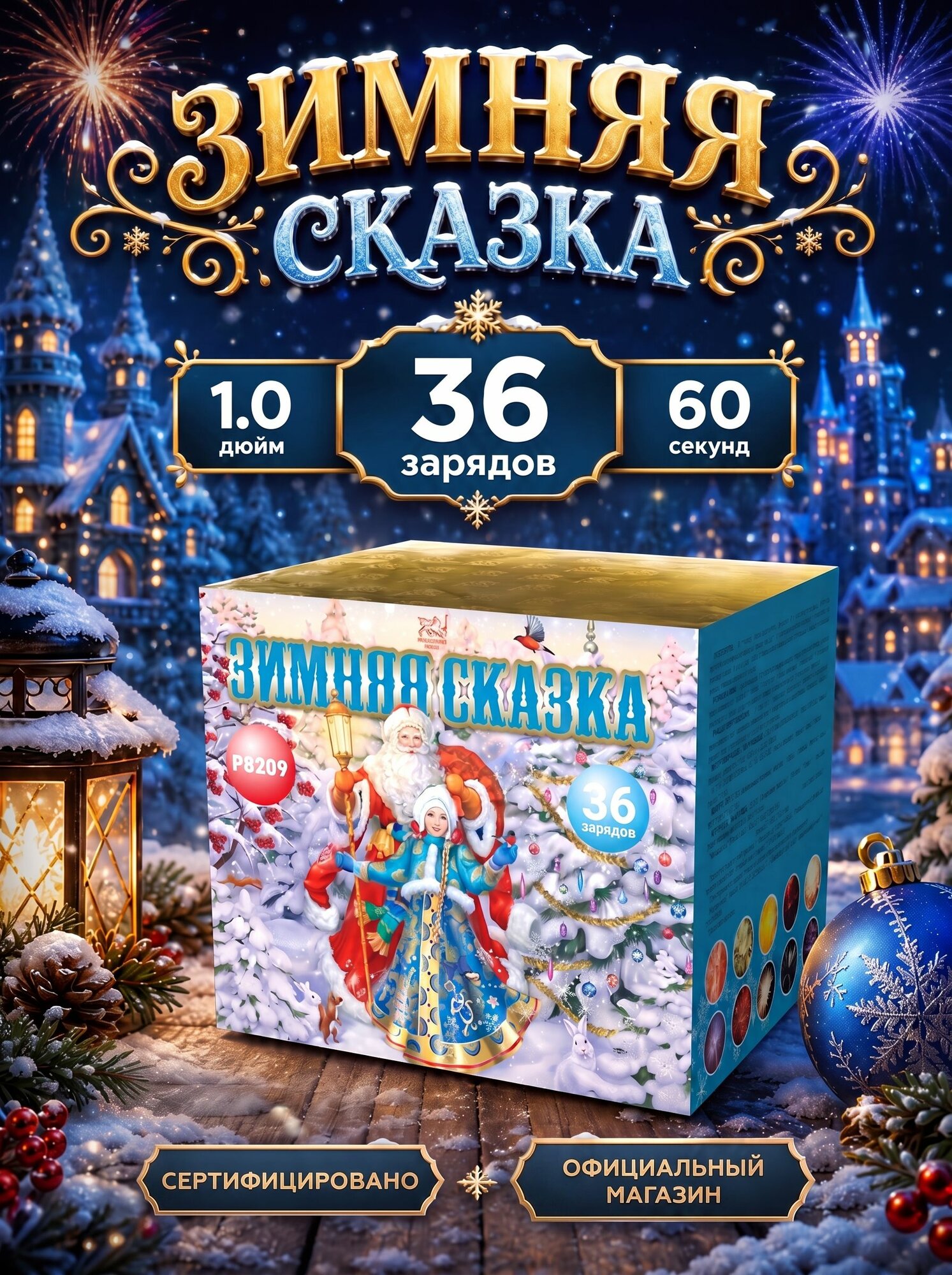 Салют фейерверк Зимняя сказка, 36 залпов, 1 дюйм, P8209, Фейерверк-Мастер