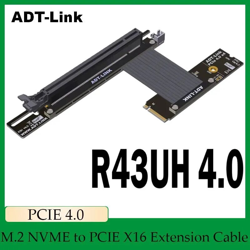 PCI-E 4.0 x16 до M.2 NVMe M-Key Riser Card Extension Cable Gen4.0 64 Гбит/с с кабелем питания Sata R43UH-4.0-5CM