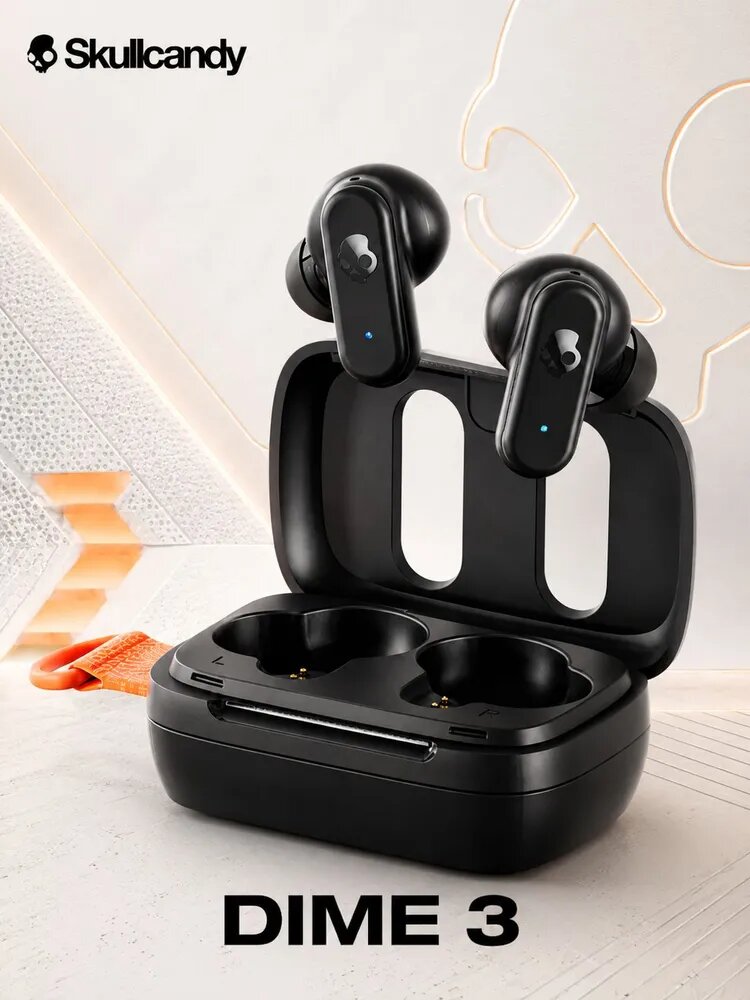 Skullcandy Наушники беспроводные с микрофоном Skullcandy Dime3, Bluetooth, USB Type-C, черный