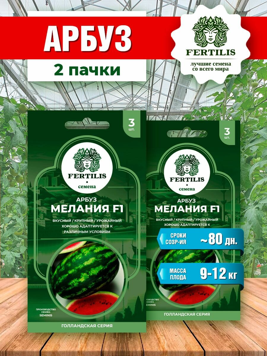Семена популярного арбуза "Мелания F1" от компании Fertilis (2 пачки)