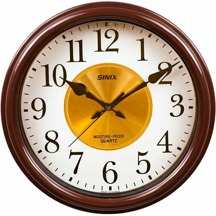 Настенные влагостойкие часы Sinix 4065B Brn с тихим ходом