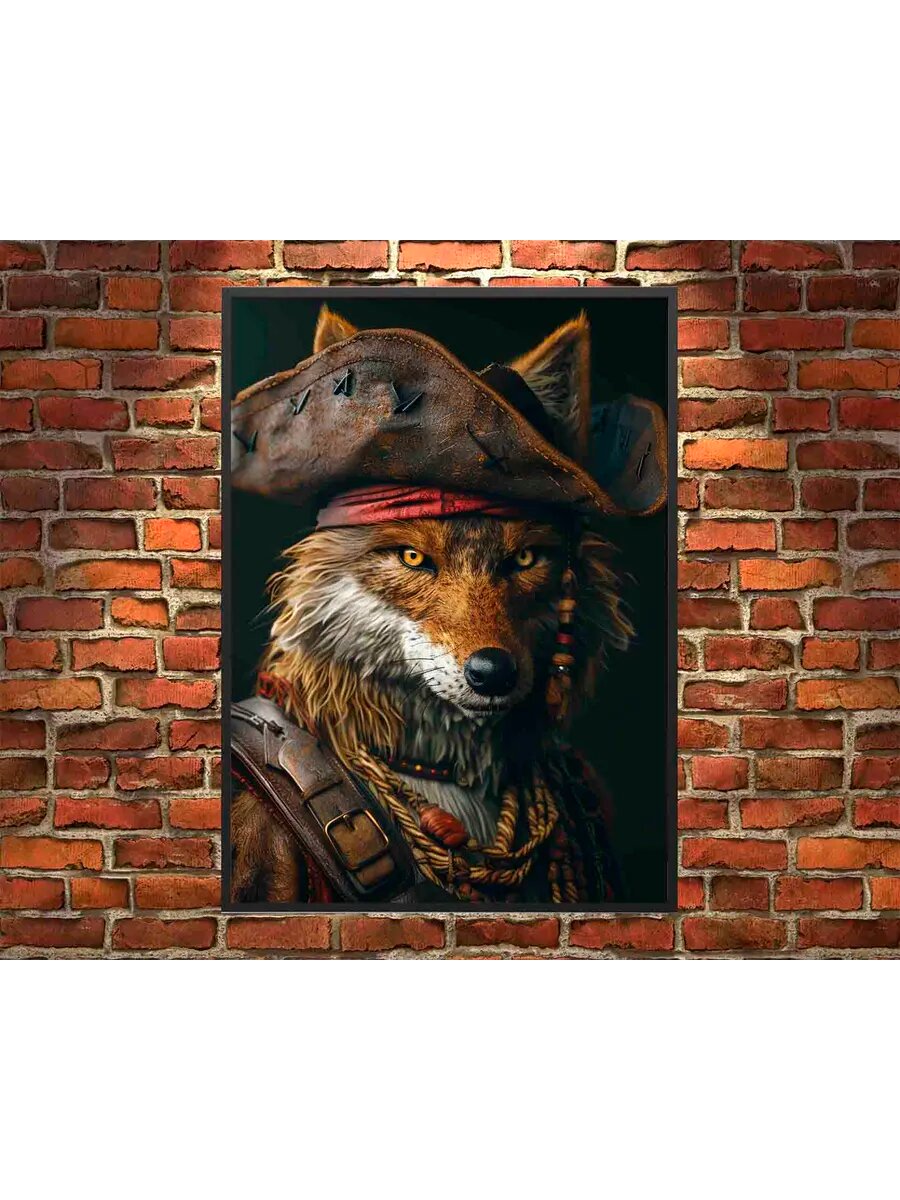 Койот-животное-пират 3, Плакат 30x42см