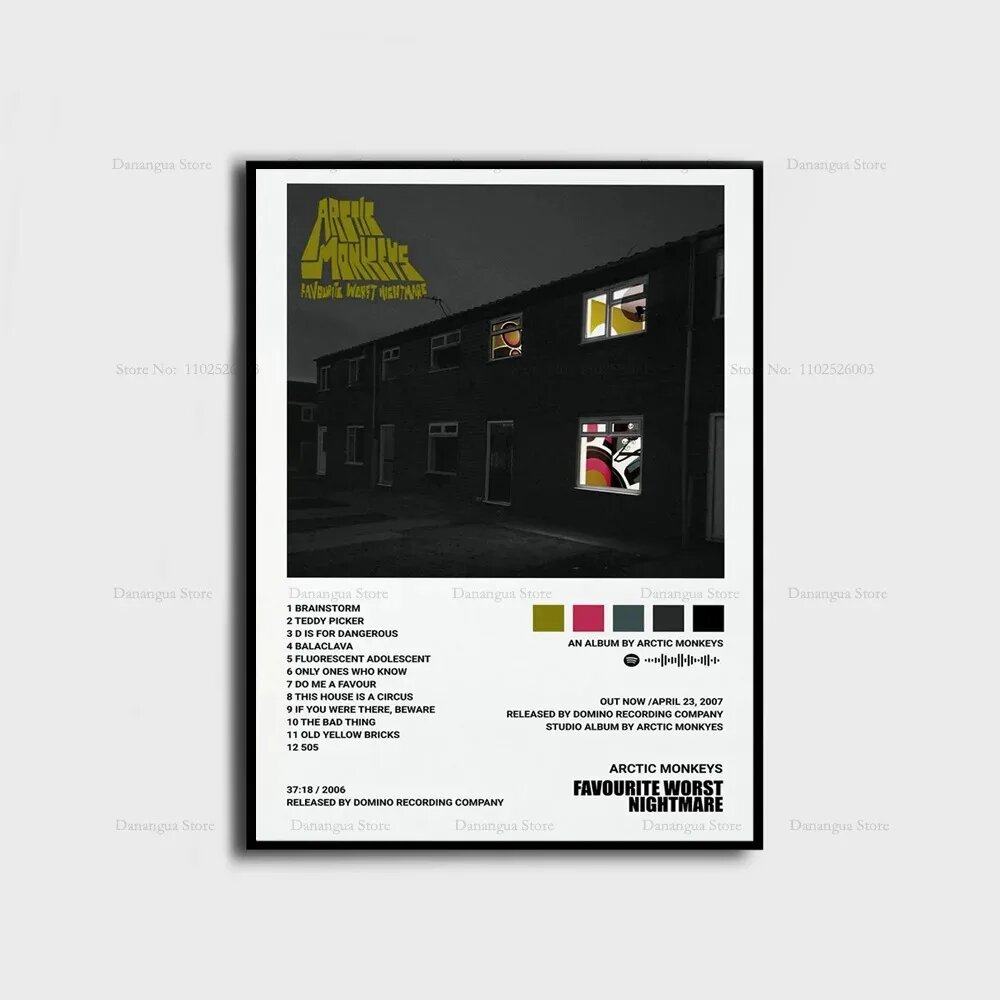 Печать на холсте Arctic Monkeys Favourite Nightmare, 30x40см, черный