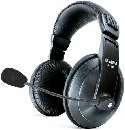 Наушники с микрофоном Sven AP-860MV черный 2м мониторные оголовье (SV-0410860)