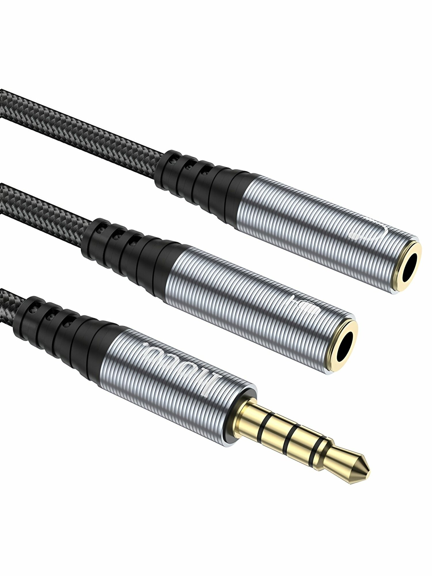Аудио кабель AUX - 2/mini jack 3.5 тюльпан Переходник aux Разветвитель, для наушников, микрофона 25см.