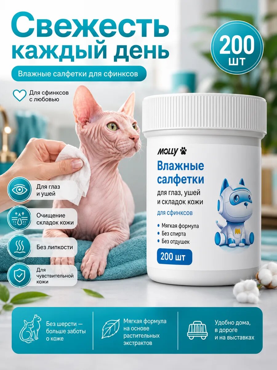 Салфетки для уборки сфинксов влажные
