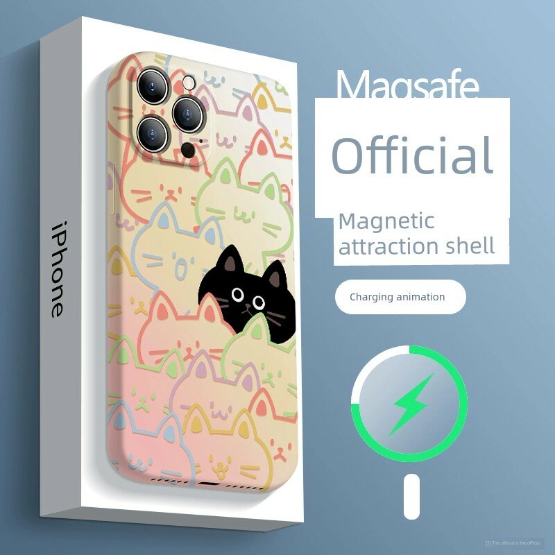 Магнитный чехол для iPhone 17 Pro Max в античном белом и цветном дизайне CX Cat Plus