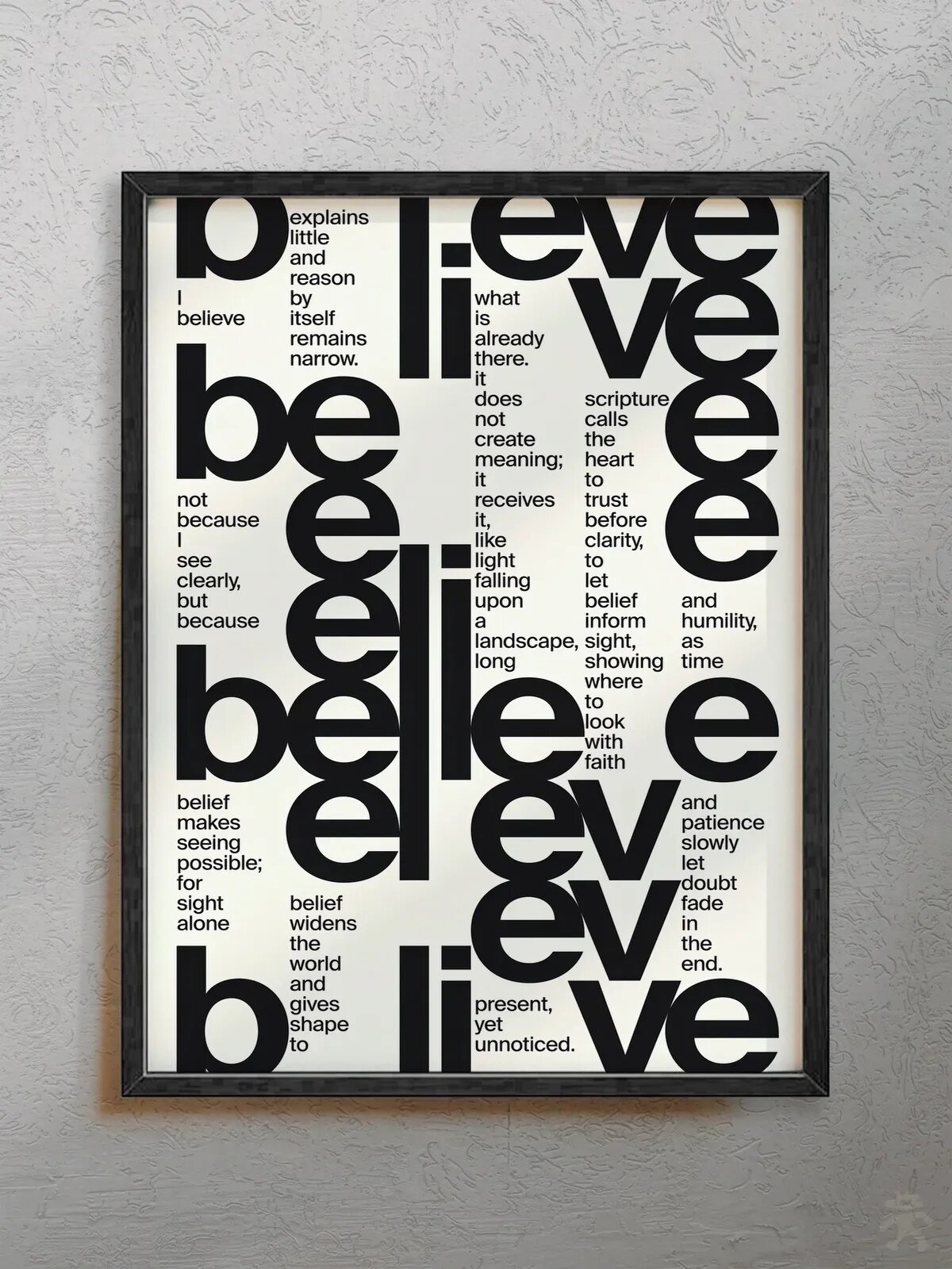 Интерьерный постер "BELIEVE" в стиле pinterest, формат 30x40 см
