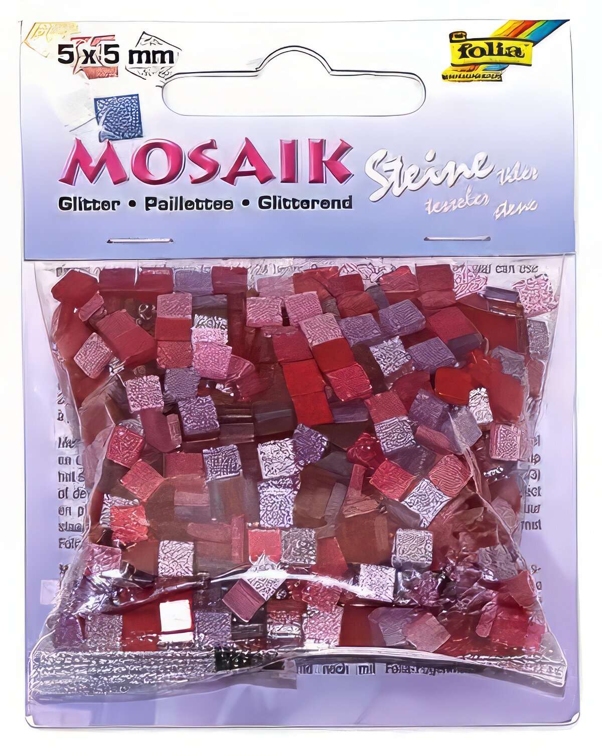 Folia Мозаика Тонированная с блестками 5 x 5 мм 700 шт. оттенки розового 61101