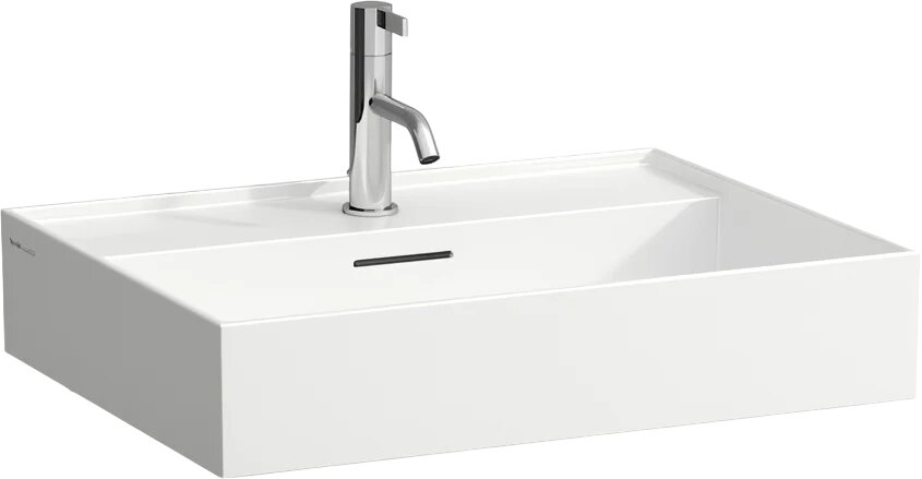 Мебельная раковина Laufen Kartell by Laufen 8.1033.3.000.104.1 60 накладная, подвесная, фарфоровая, со встроенным сливом-переливом, белая, раковина для ванной, прямоугольная