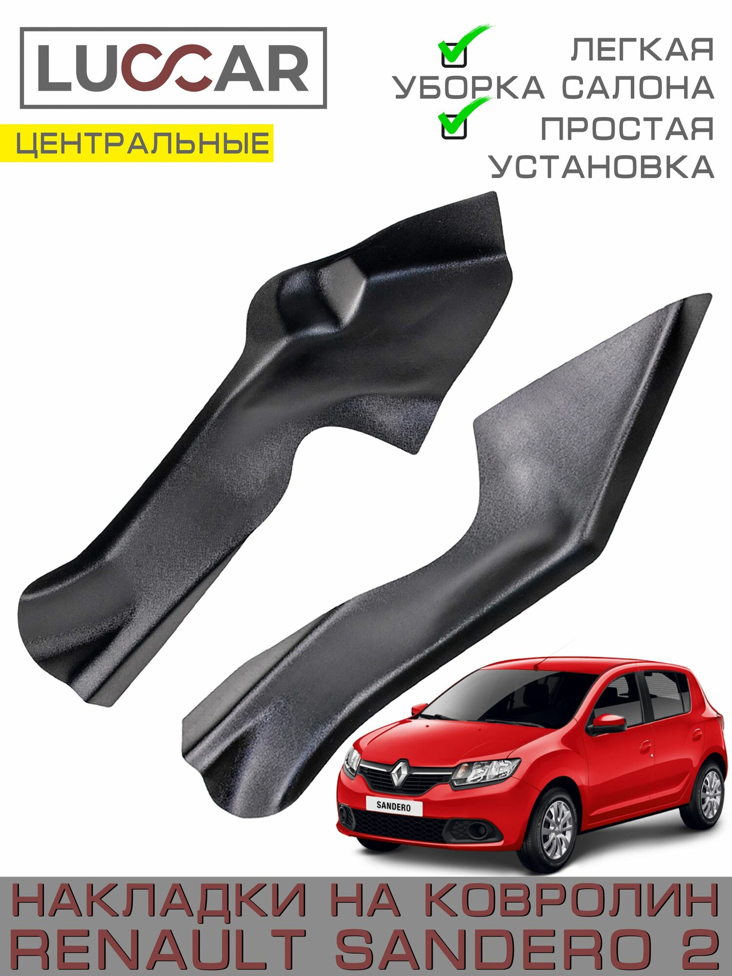 Накладки на ковролин центрального тоннеля Renault Sandero 2 (Рено Сандеро 2) и Sandero Stepway (Степвей)