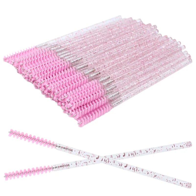 50pcs Disposable Mascara Wands Crystal Eyelash Brushes Thin Mascara Wands Micro Brush Lash Extension Supplies Mini Lash Brush