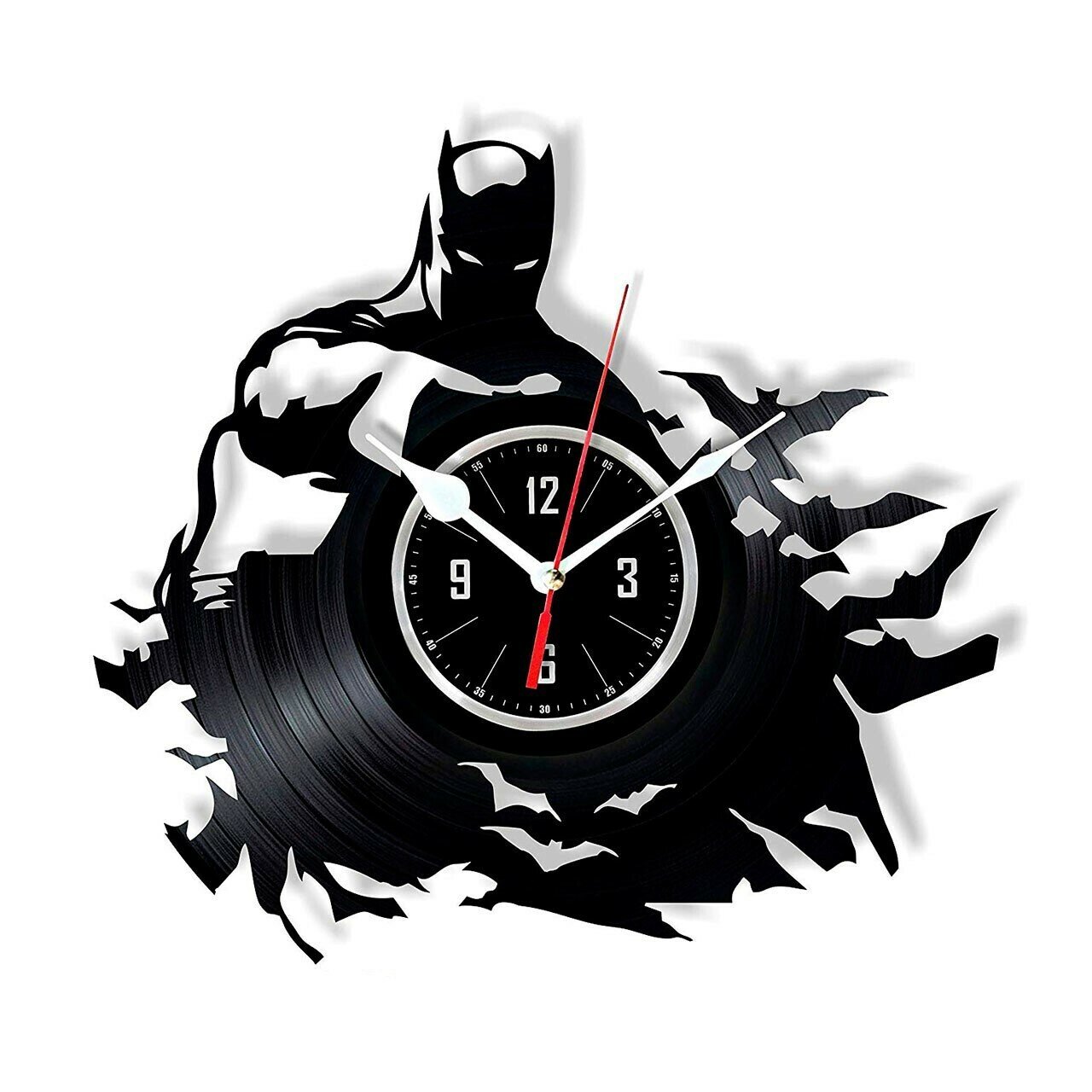 Настенные часы из виниловой пластинки "Бэтмен"