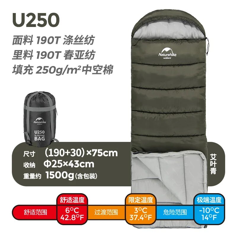 Naturehike U Series спальный мешок зеленый