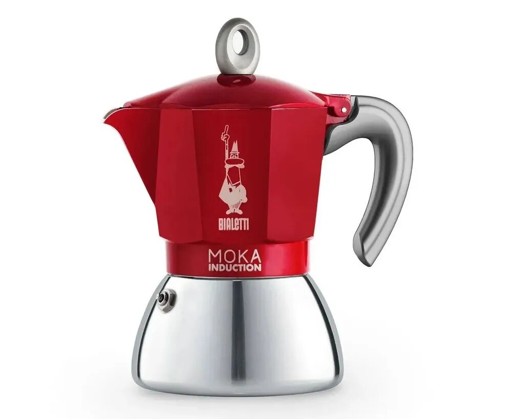 Гейзерная кофеварка Bialetti Moka Induction Red 6942, 2 порции (90 мл.)