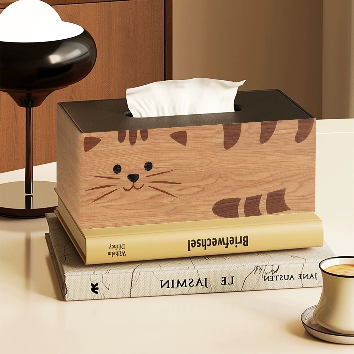 Одинарная секция кожаная коробка для салфеток с рисунком котенка, для гостиной, аксессуар кофейного столика, держатель