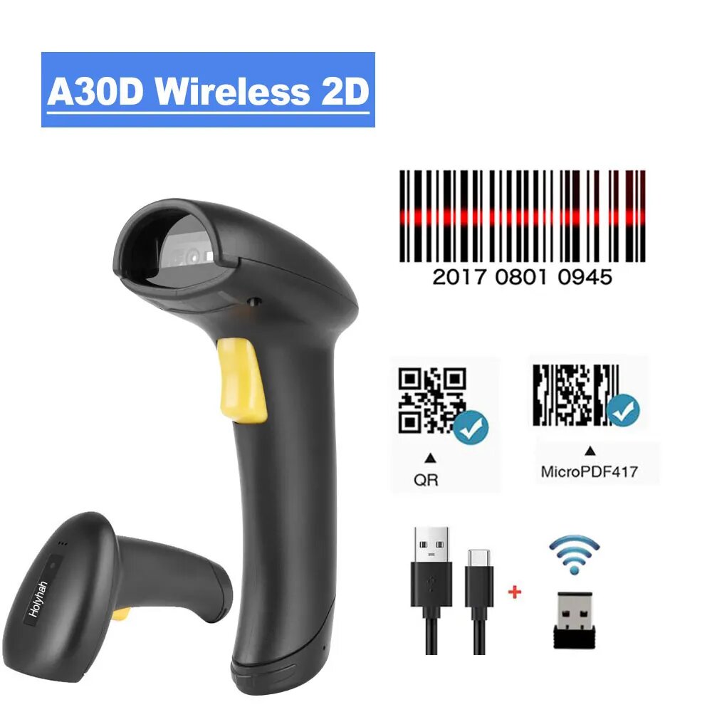 Сканер штрих-кодов Holyhah A30D Wireless 2D QR