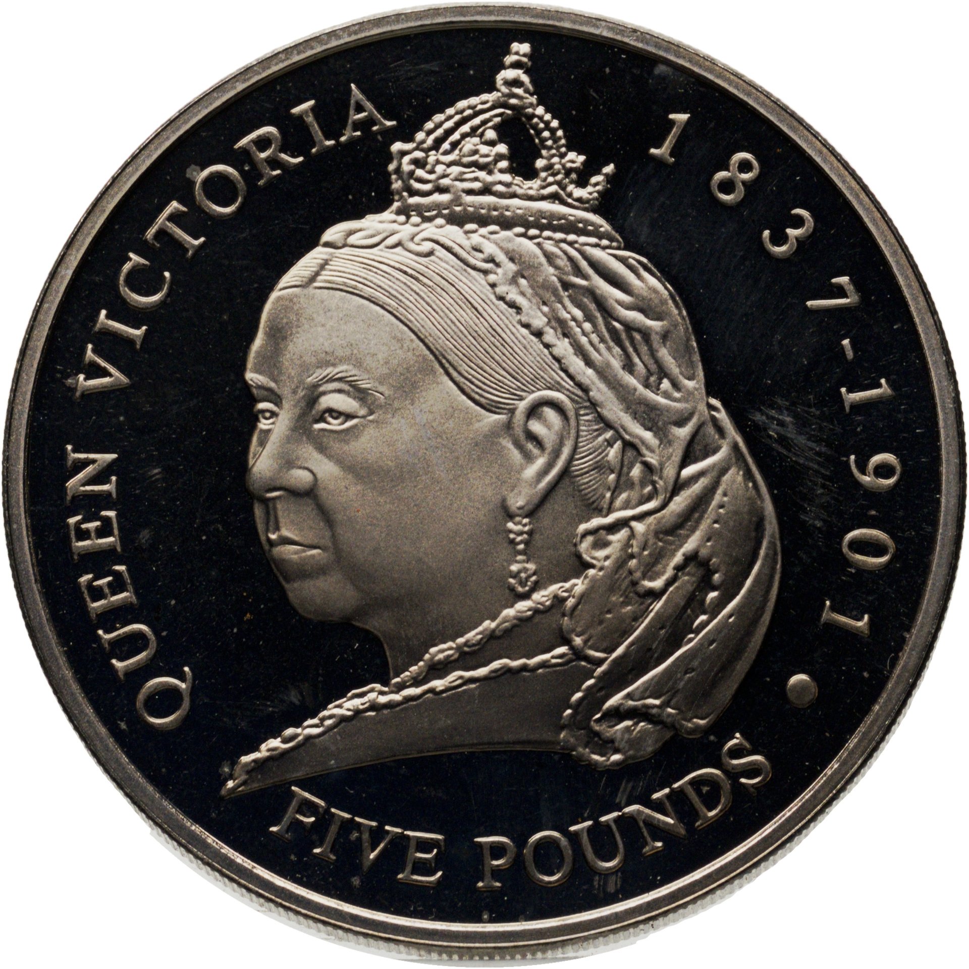 Гернси 5 фунтов pounds 2001 "100 лет со дня смерти Королевы Виктории", Мельхиор медь-никель, в сохранности Proof