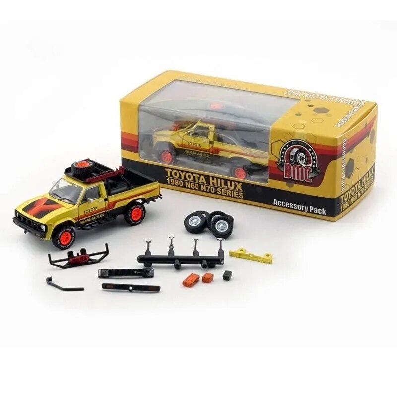 Машинка BM Creations 1/64 Toyota 1980 Hilux N60 N70 Series Yellow w/Acc (RHD)