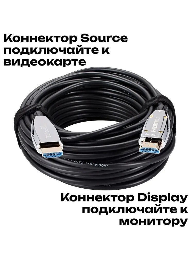 Оптический HDMI кабель 2.1 активный TELECOM 20 метров 8K 60Hz передача сигнала без потерь на большие расстояния (TCG2120-20M)
