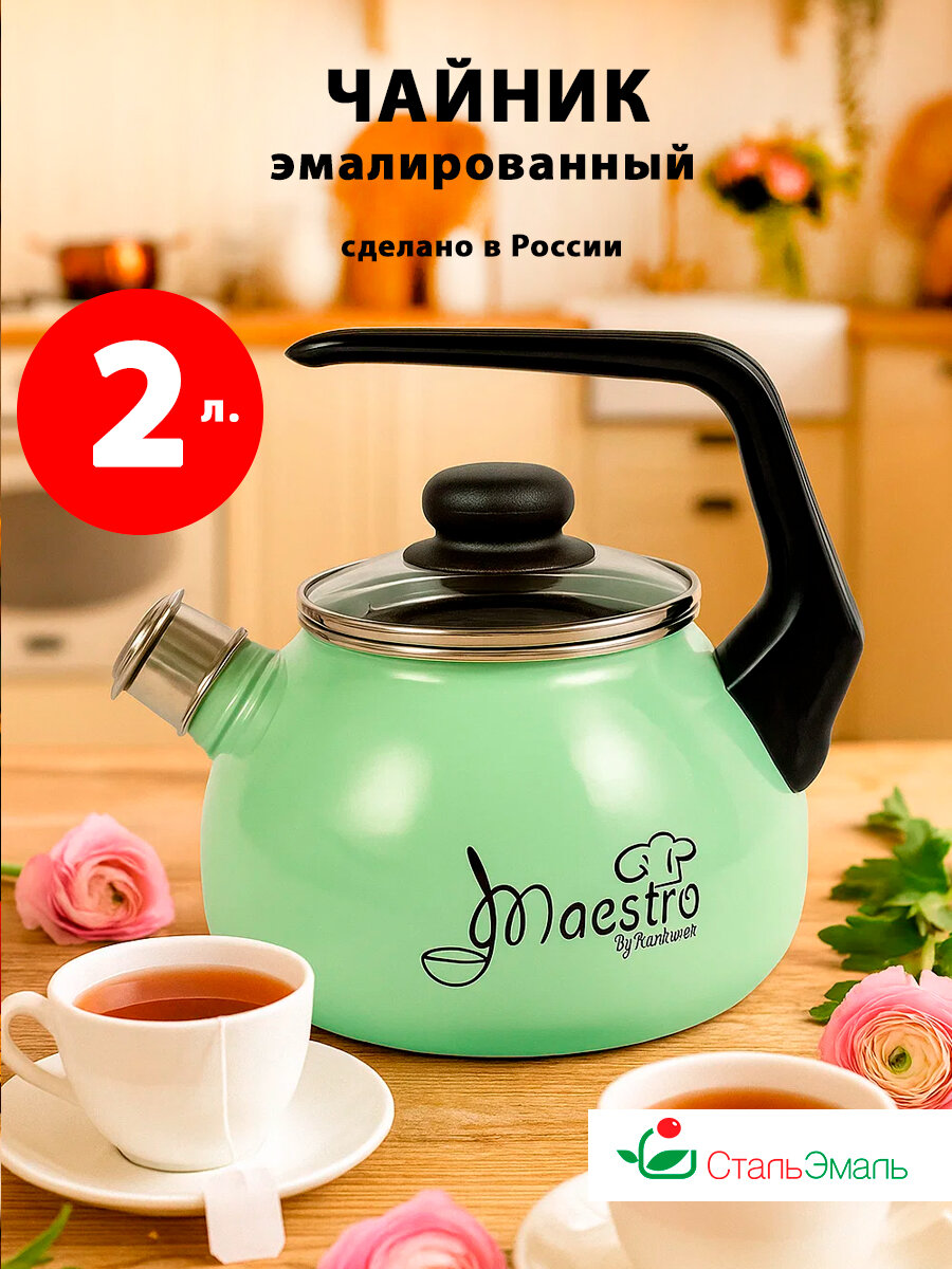 Чайник Vitross Maestro эмалированный 2л, со свистком