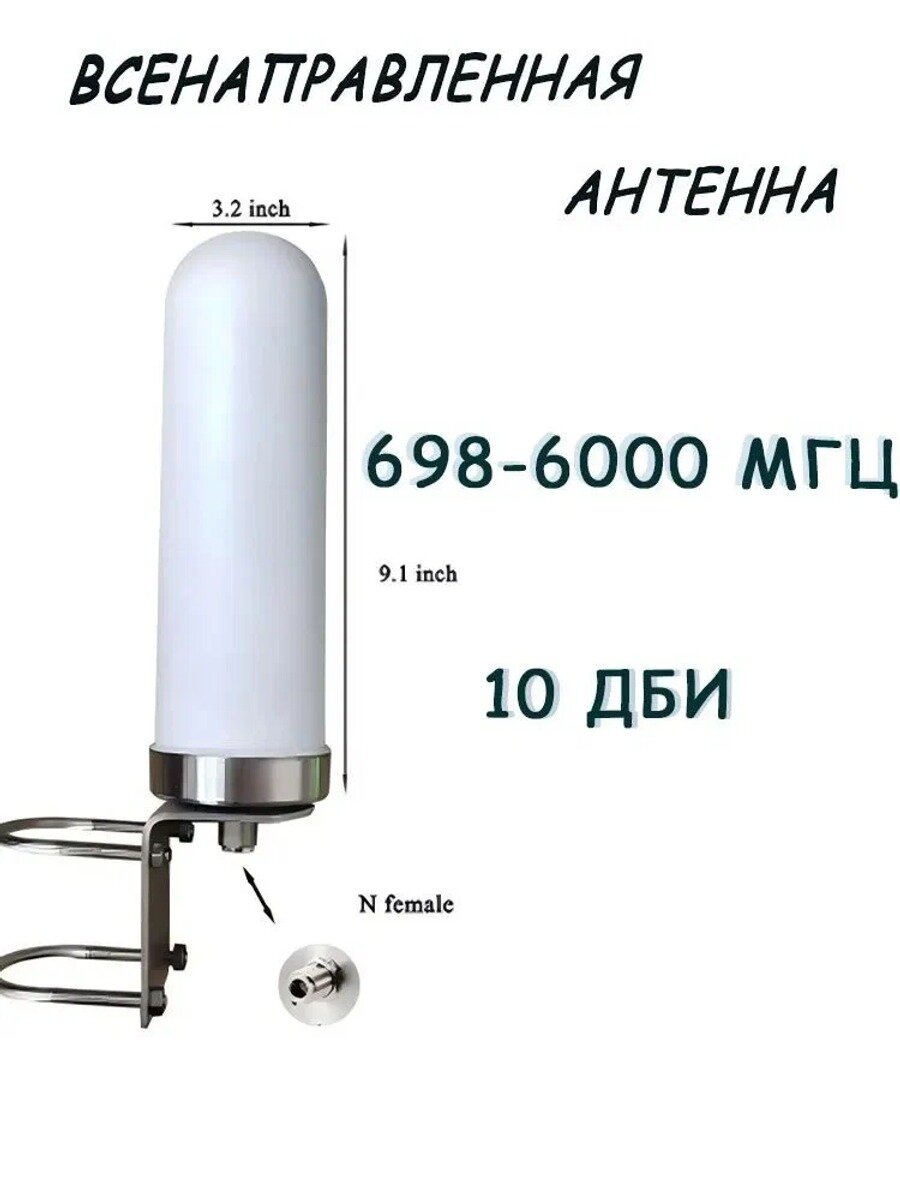 Антенна универсальная наружная всенаправленная 10 дБи 698–6000 МГц