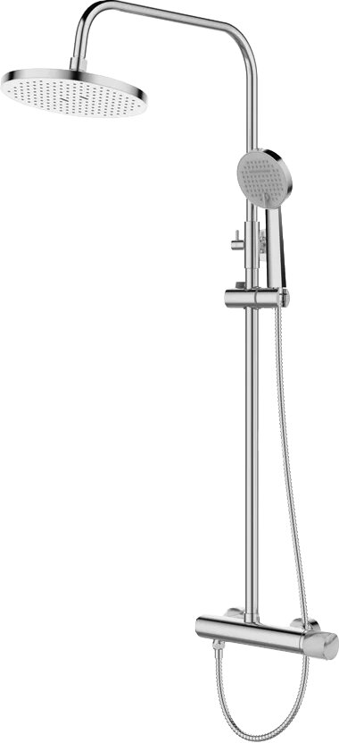 Душевая стойка Bronze de Luxe Focus 24612CM со смесителем, хром, глянцевая, душевая система с тропическим душем, с лейкой, латунная, рычаг сбоку