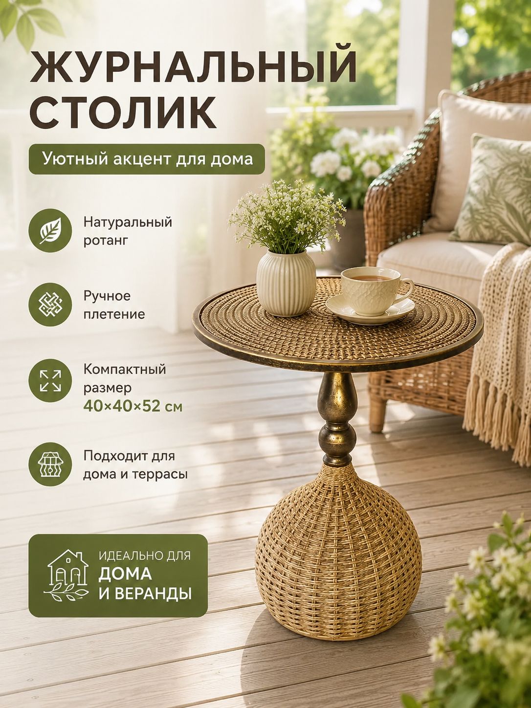 Журнальный стол, 40х40х52 см