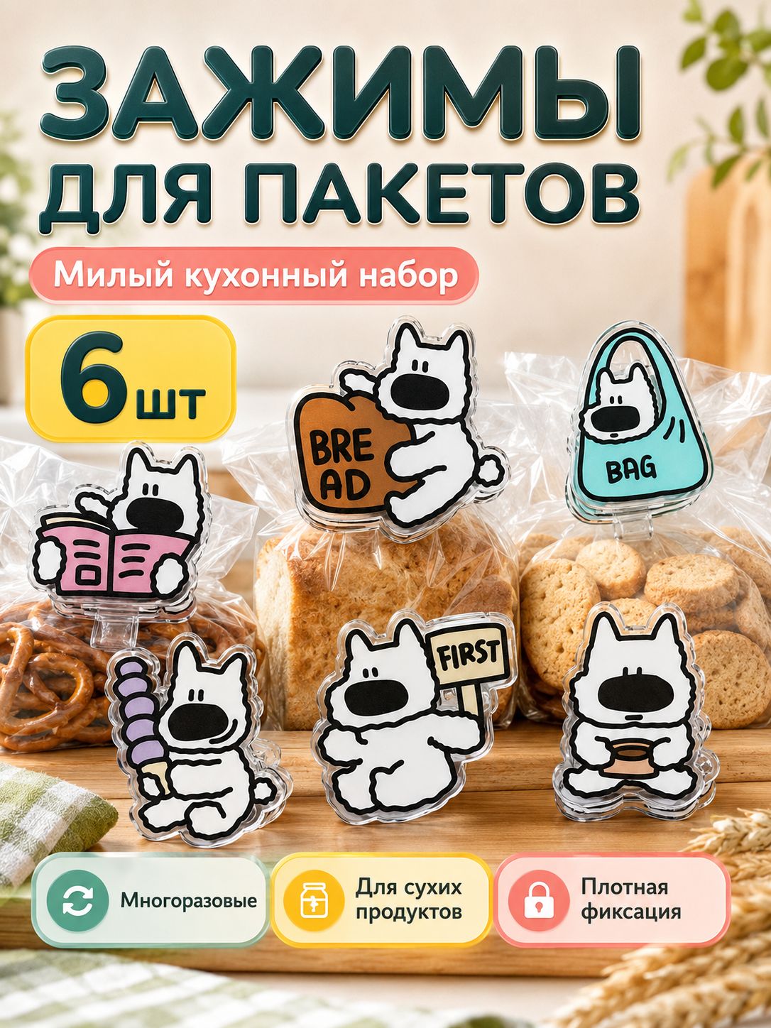 DAELIA Зажим кухонный, 6 шт