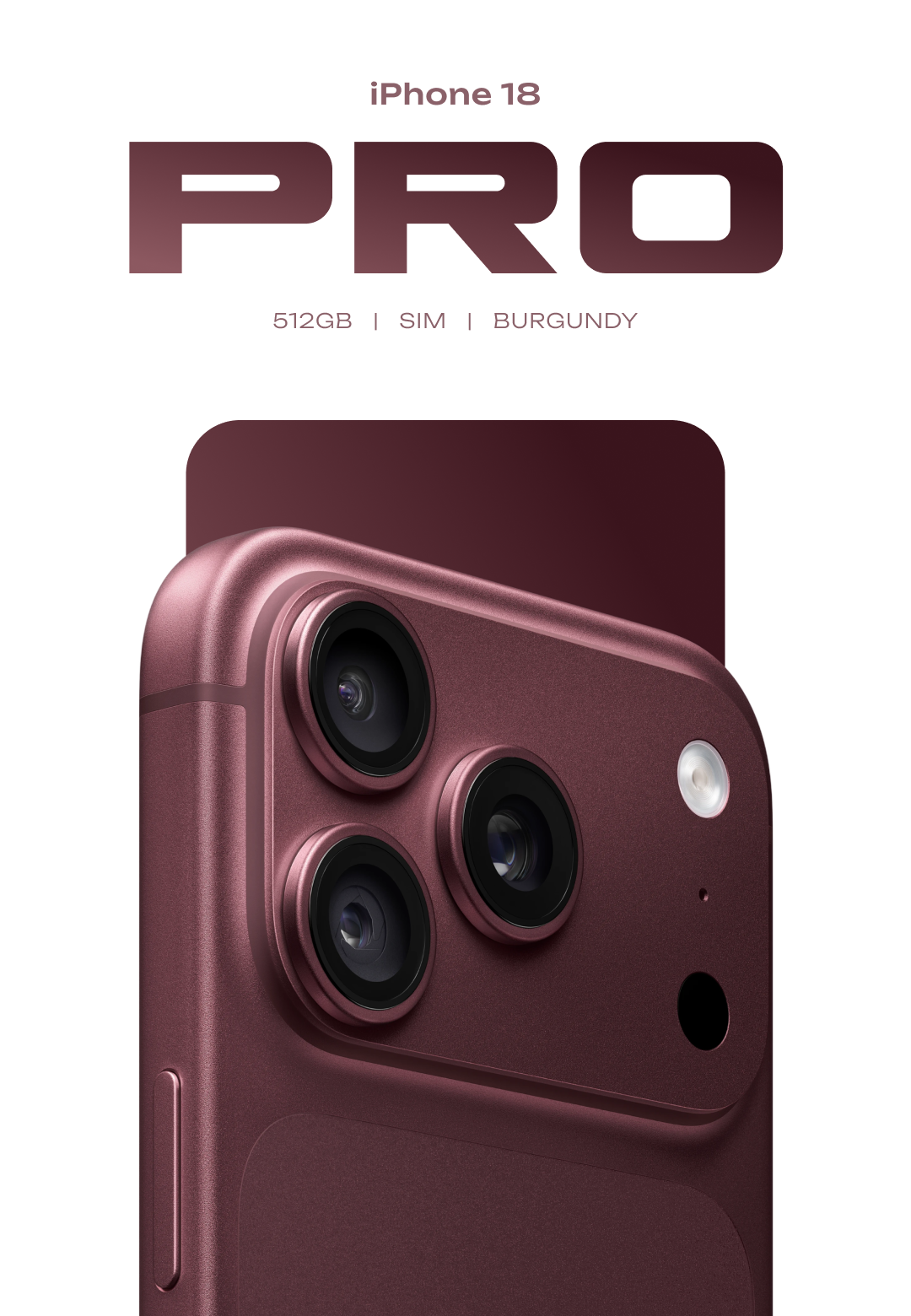 Смартфон Apple iPhone 18 Pro 1 SIM 512 ГБ памяти, Burgundy/Бордовый NEW