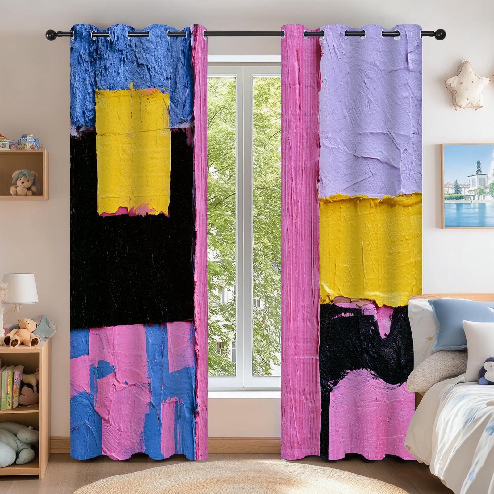 Геометрия Абстракция Комплект штор блэкаут на люверсах 2 шт, 145x240cm в спальню