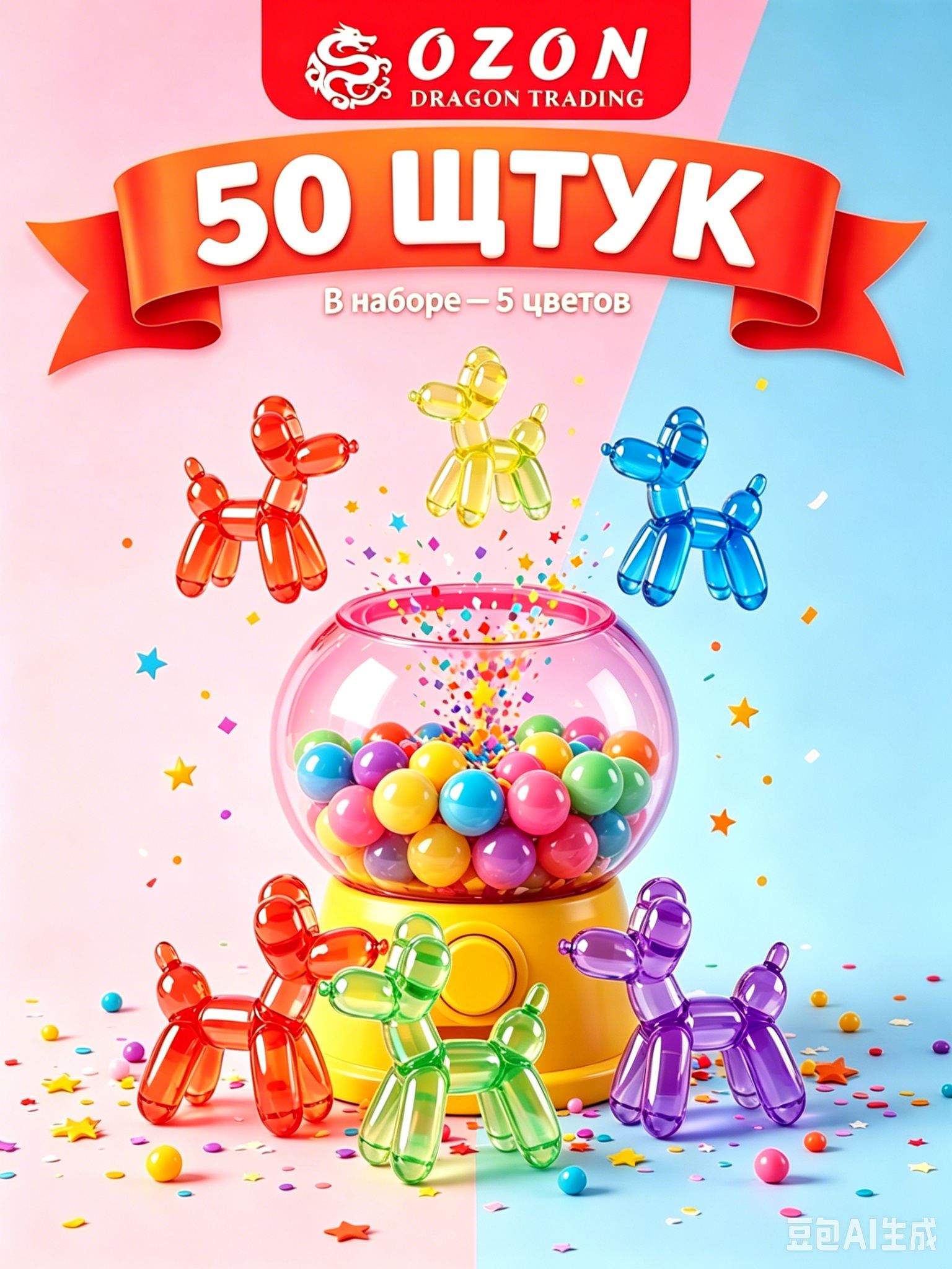 Набор логомарблс "Соревнование лошариков" 50 шт, Размер фигурки 3,5 сантиметров, Глянцевые прозрачные