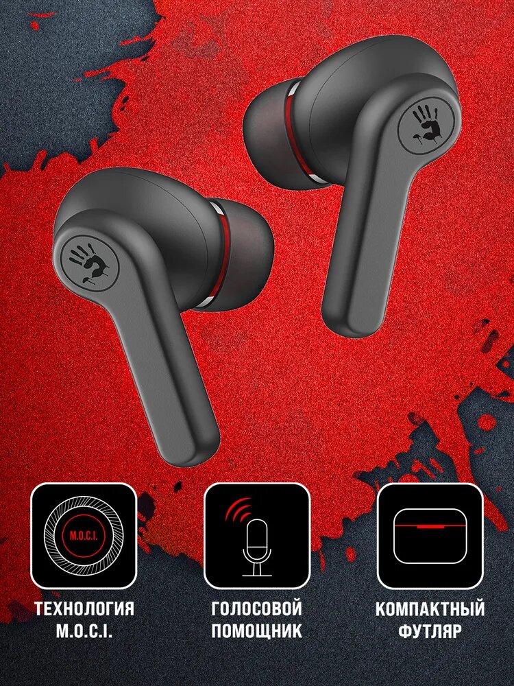 Игровые беспроводные наушники A4Tech Bloody M30, черный, Bluetooth, TWS