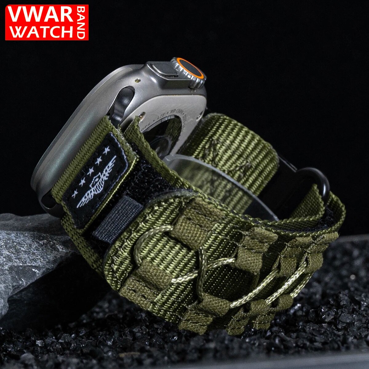Тактический ремешок Vwar для Apple Watch Ultra 49 46 45 44mm, Зеленый, Green