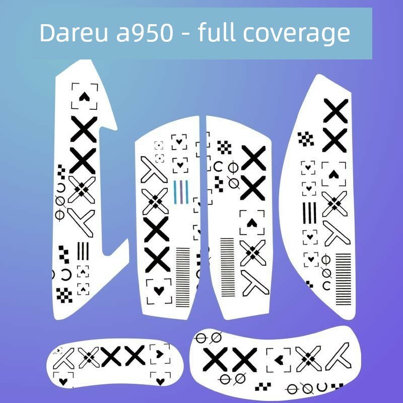Наклейка для мыши Dareu A950 с белым принтом, полное покрытие и не скользящая