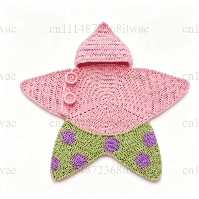 Хлопковый вязаный плед-одеяло звезда DIY Kit, 93cm Pink Green