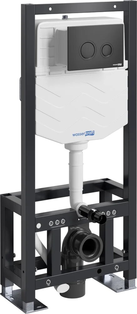 Инсталляция с кнопкой Wasserkraft Диль (Dill) 61TLT.010. ME. MB01 напольная, 50 см, с регулировкой по высоте, кнопка для унитаза черная, матовая