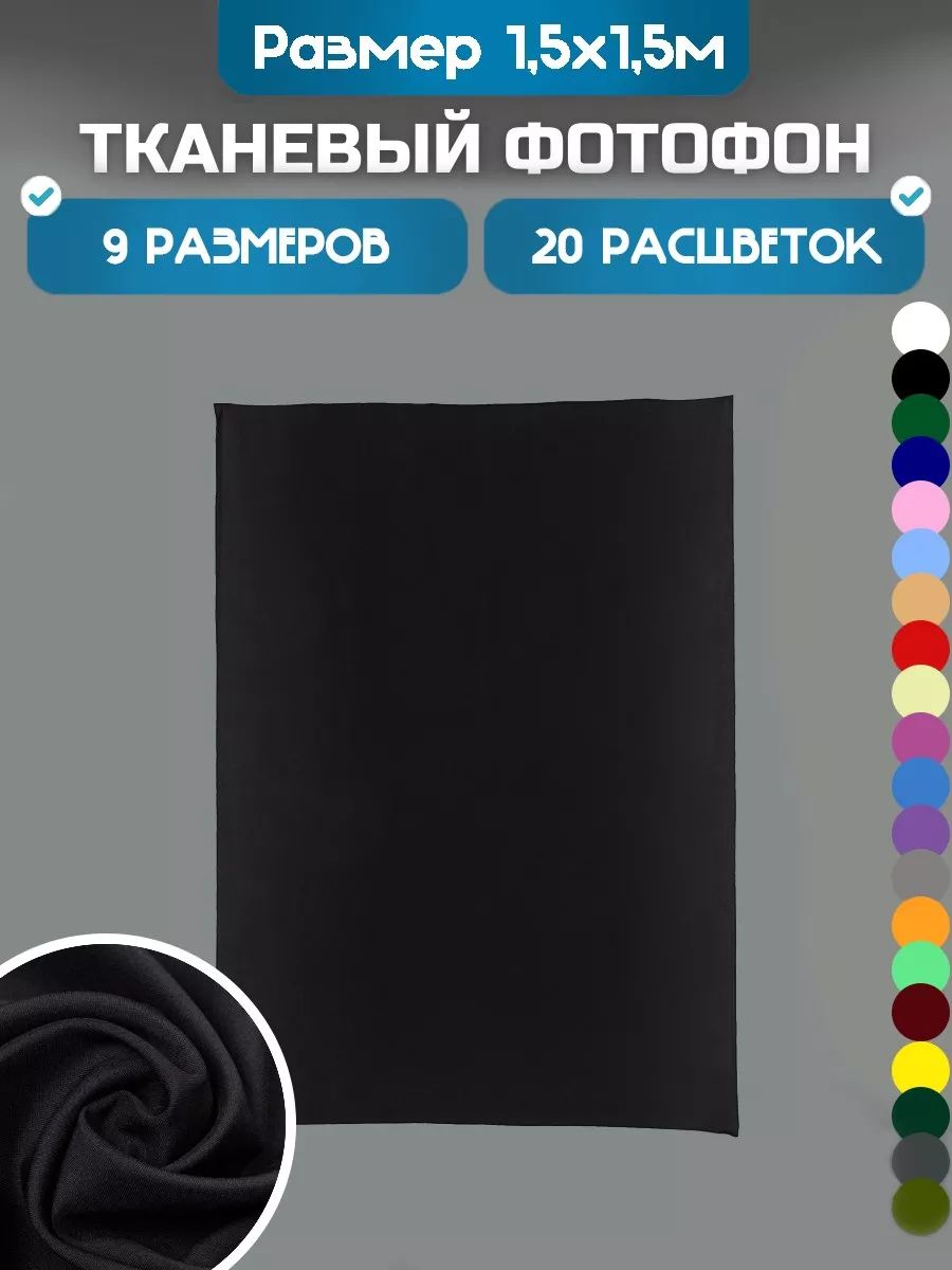 Фотофон Хромакей 1,5х1,5 метра чёрный