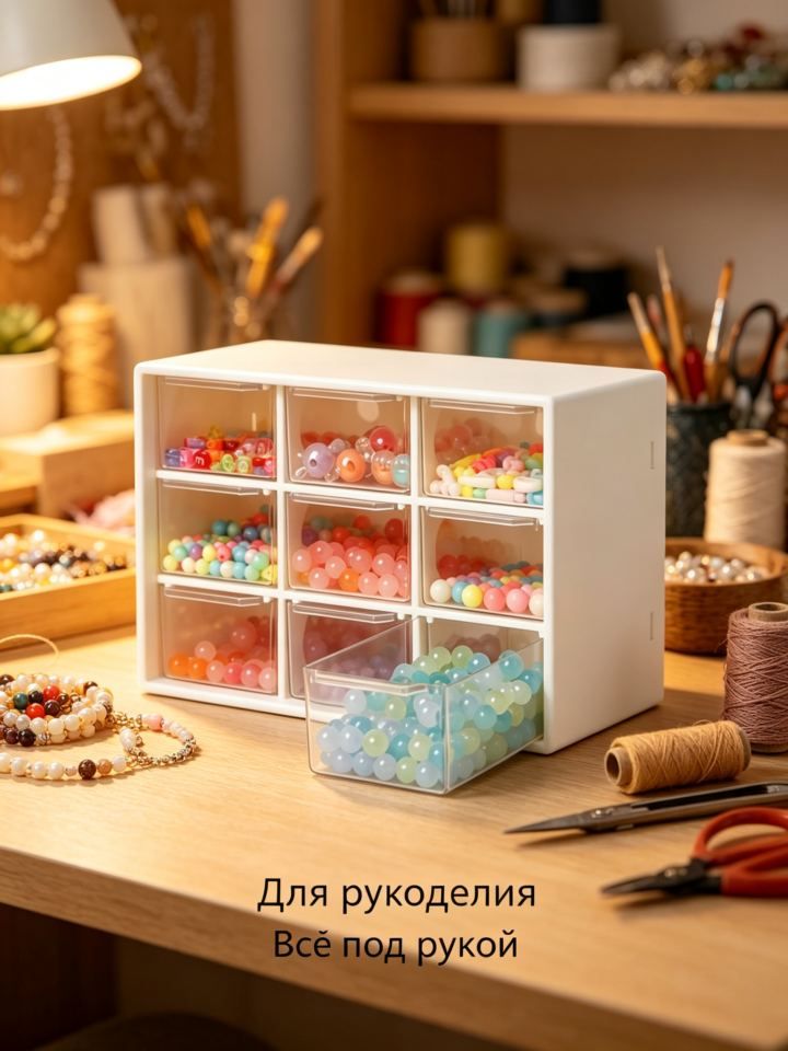 Контейнер для хранения вещей длина 18 см, ширина 10 см, высота 12 см, 1 шт, пластик, белый
