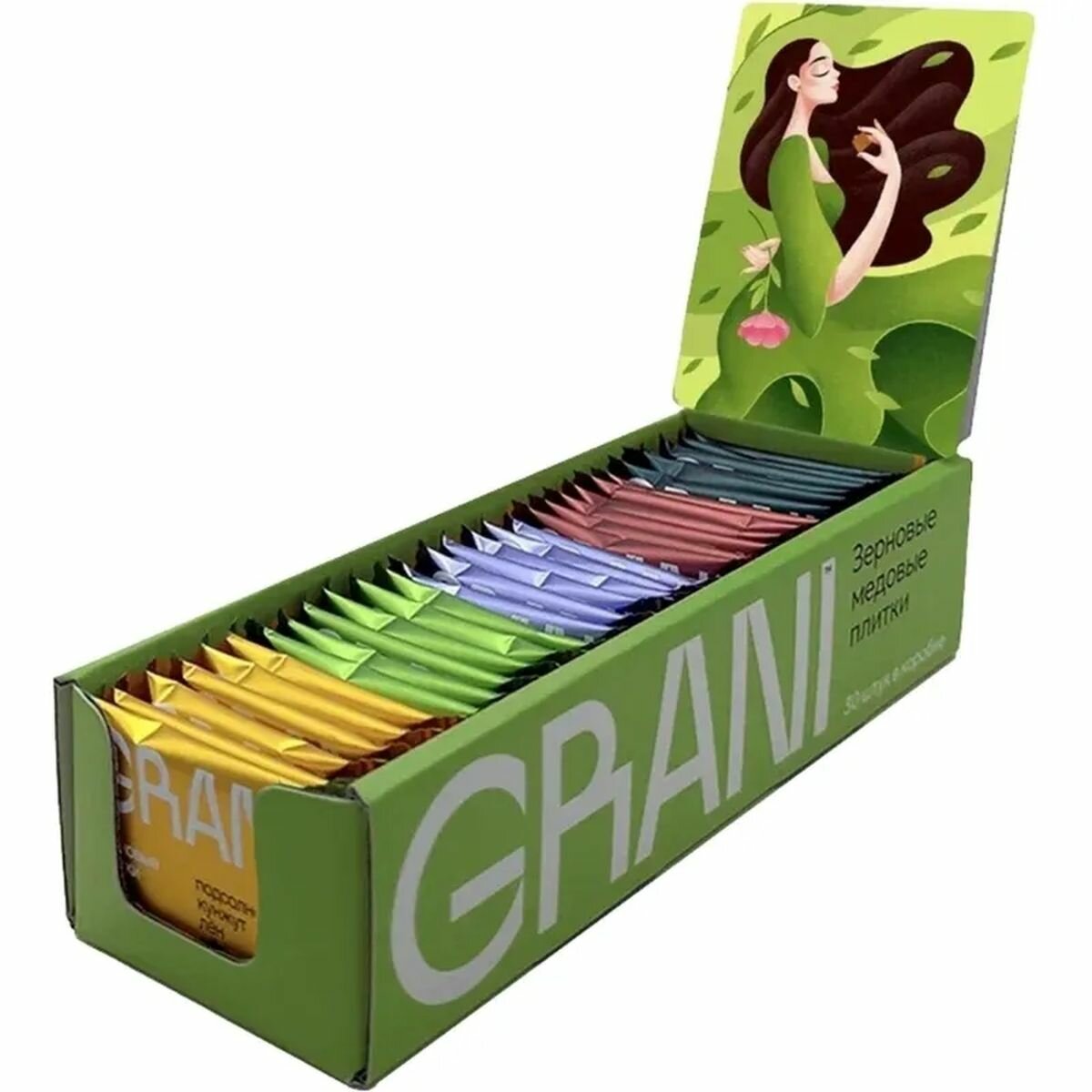 Зерновые плитки медовые GRANI ассорти (30 штук по 7г) (2235152), 21 уп.