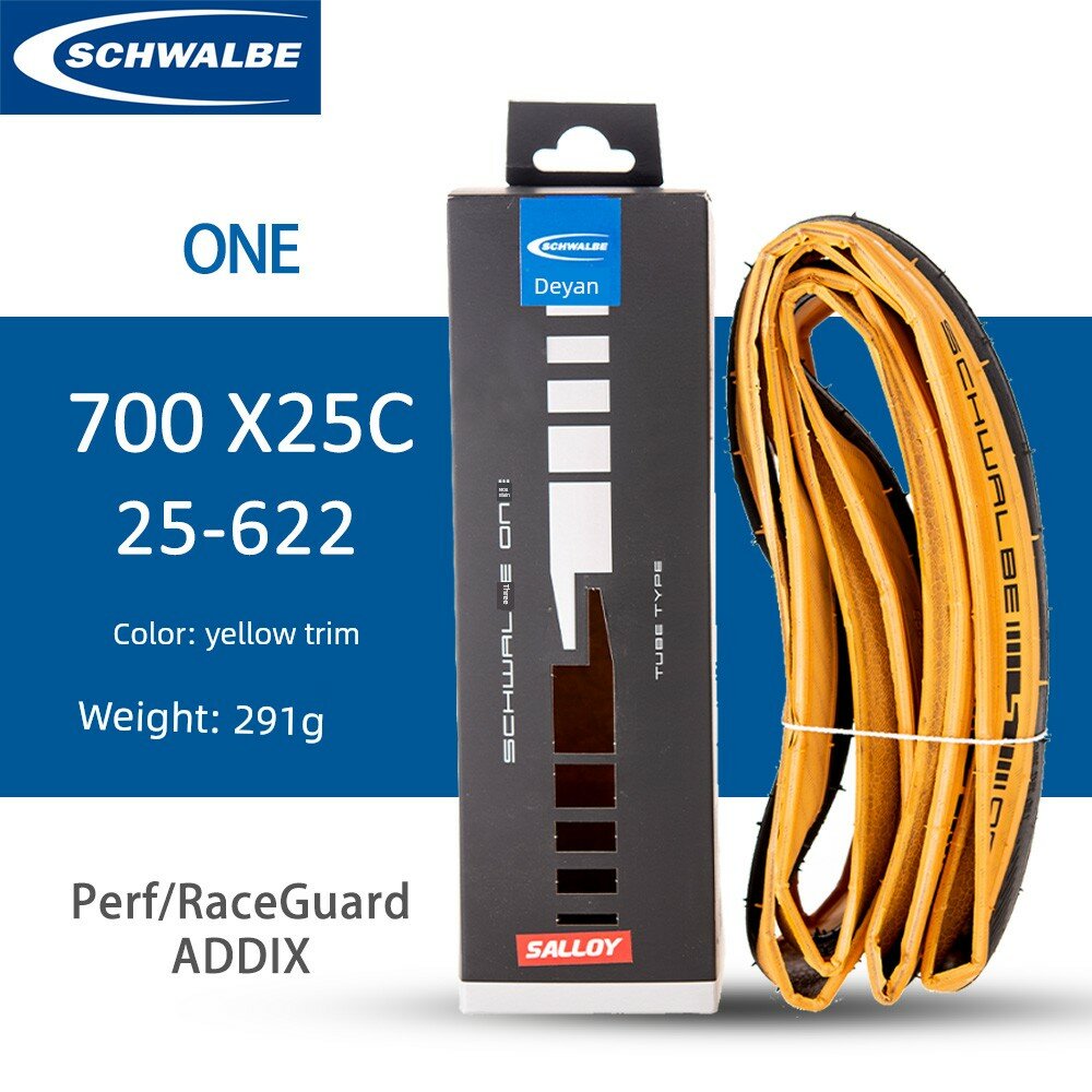 Шина Schwalbe Pro One 700x25C Желтый край 85-130 PSI, Складная